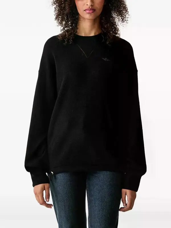 AERONAUTICA MILITARE Logo-embroidered Crew Neck Sweater - Black