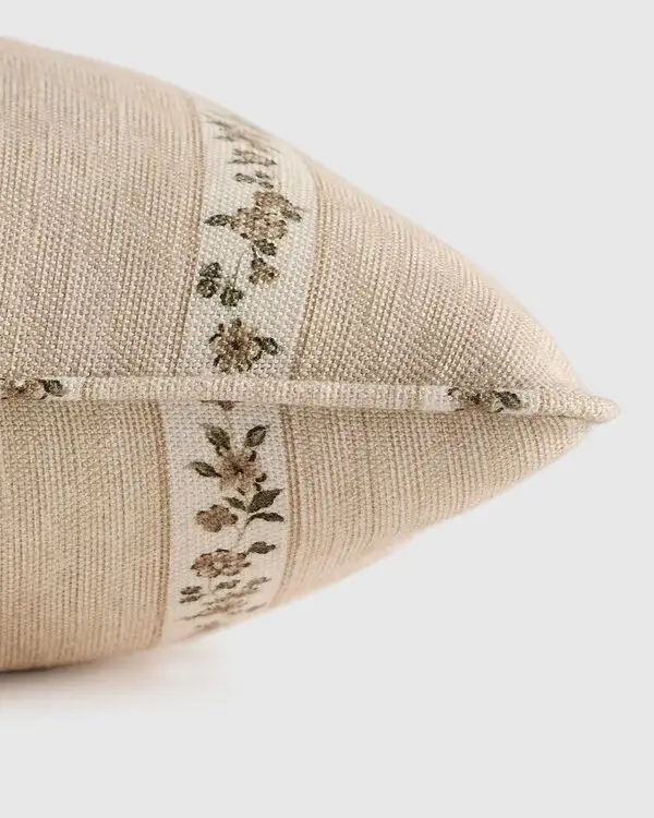 Quince Heritage Floral Cotton Linen Pillow Cover
