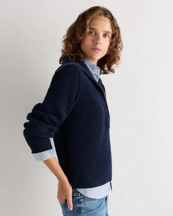 Quince Collared Quarter Zip Sweater - Navy