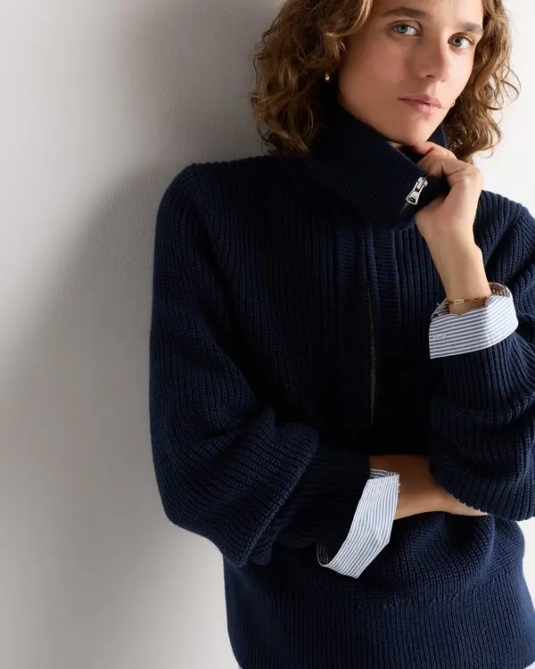 Quince Collared Quarter Zip Sweater - Navy