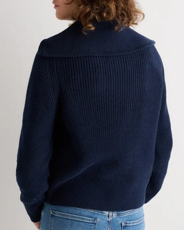 Quince Collared Quarter Zip Sweater - Navy