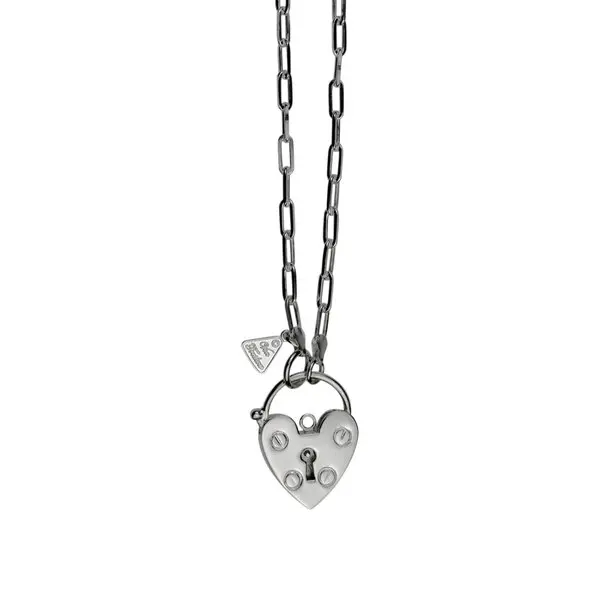VON TRESKOW Thick Clip Chain Necklace With Heart Padlock