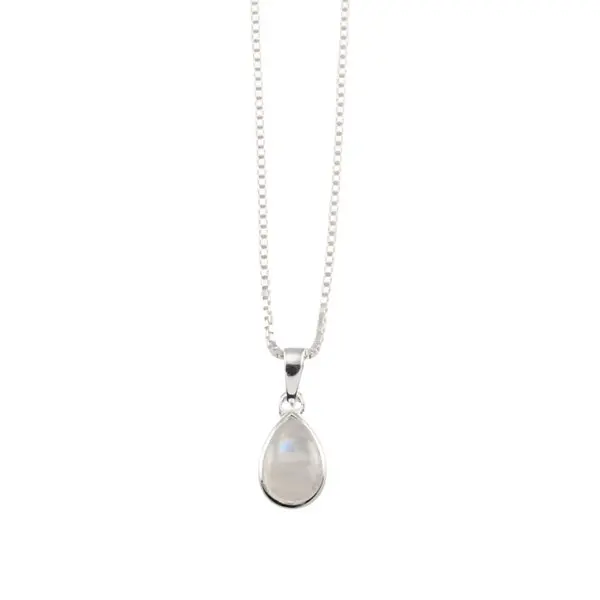 VON TRESKOW Fine Box Necklace With Pear Moonstone - Silver