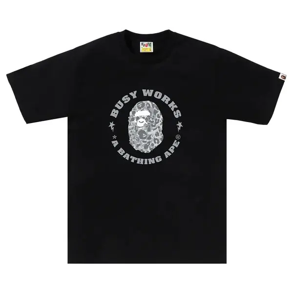 A BATHING APE Wild Leopard Pattern Busy Works Sta Tee