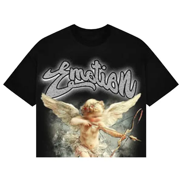 Mixed Emotion Rhinestone Cropped Tee - Black