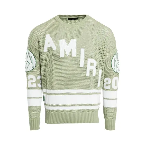 Amiri Mesh Hockey Logo Crew 'frosty