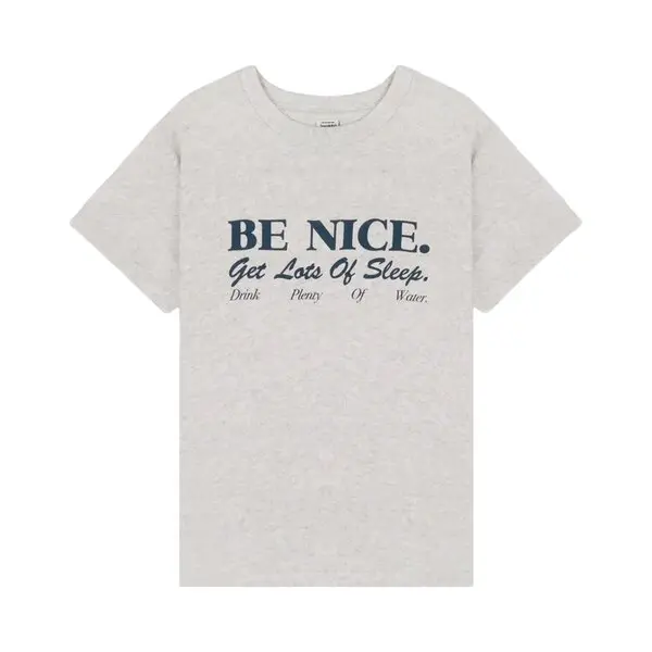 Sporty & Rich Be Nice Essential Tee 'heather Gray Light Navy