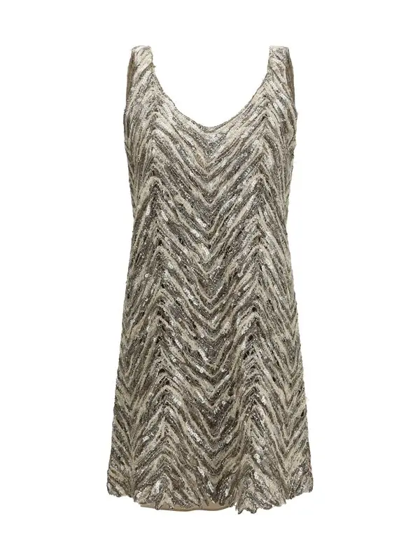Brunello Cucinelli Short Sequin Dress - Cream