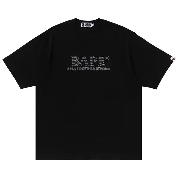 A BATHING APE Rhinestone Logo Relaxed Fit Tee