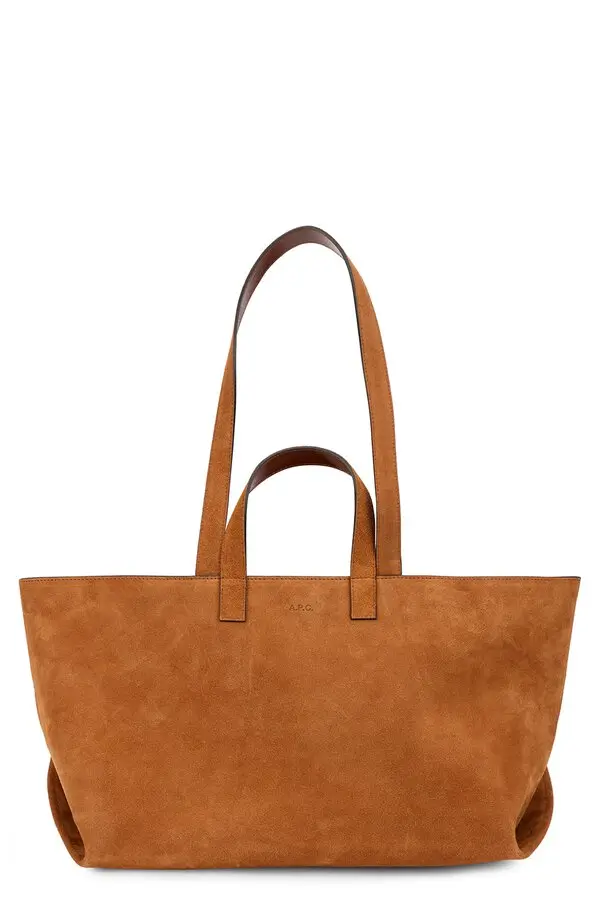 A.p.c. Suede Tote Handbag With Separate Pouch