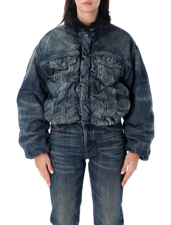 DIESEL® Oversized Jacket With Faux Fur Collar