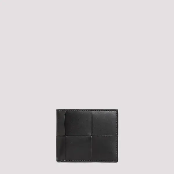 Bottega Veneta Bottega Cassette Bifold Wallet Mini Calf Leather 10cm X 8.5cm X 1cm - Black