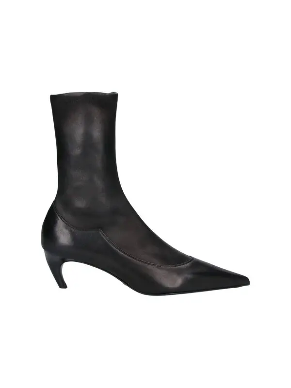 Khaite Leather Pointed-toe Ankle Boots