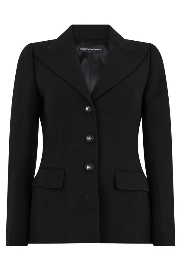 Dolce & Gabbana Tailored Notch Lapel Jacket In Virgin Wool - Black