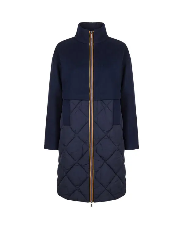 K-WAY Long Quilted Mixed-media Coat