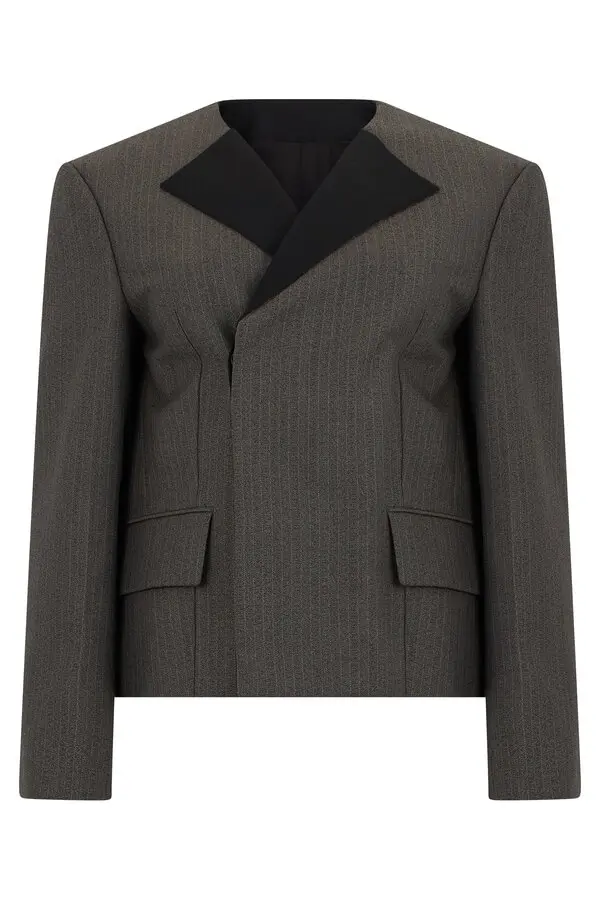 Bottega Veneta Double-breasted Peak Lapel Jacket With Pockets - Grey
