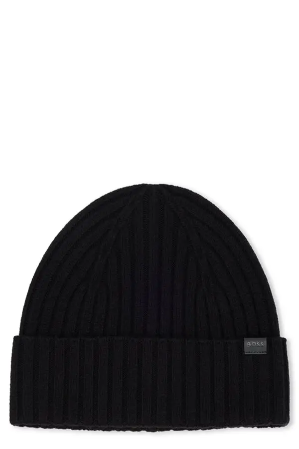 BOSS Ribbed Knit Beanie Hat