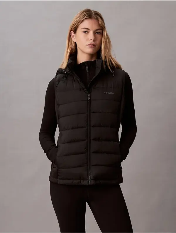 Calvin Klein Mixed Media Puffer Vest - Black