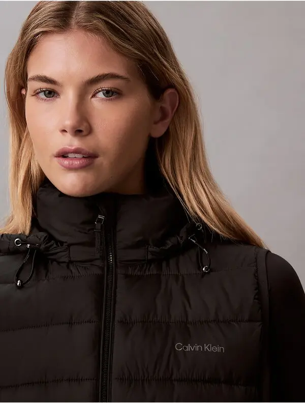 Calvin Klein Mixed Media Puffer Vest - Black