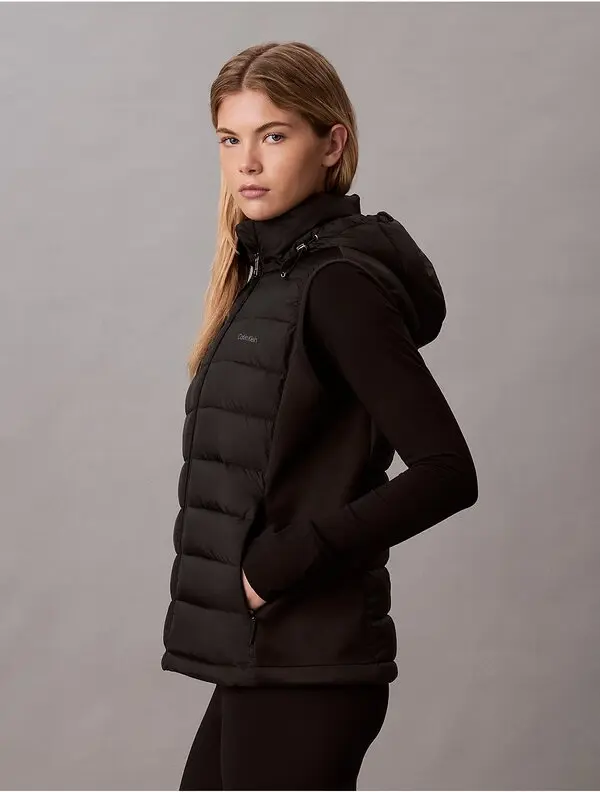 Calvin Klein Mixed Media Puffer Vest - Black