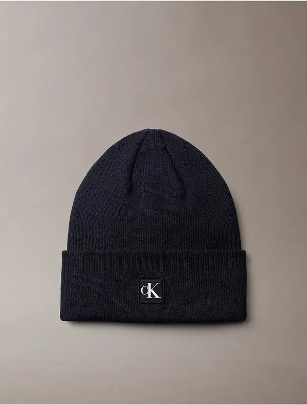Calvin Klein Monogram Embroidery Cuff Beanie - Deep Sapphire