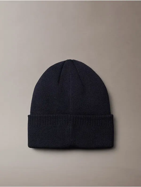 Calvin Klein Monogram Embroidery Cuff Beanie - Deep Sapphire