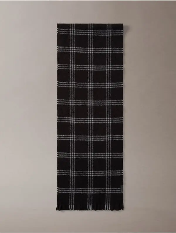 Calvin Klein Plaid Yarn-dyed Scarf - Black