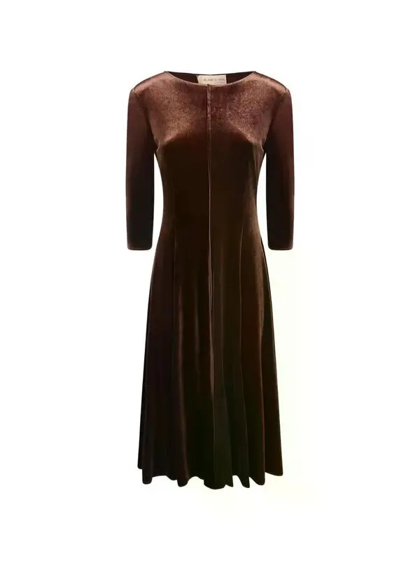 BLANCA VITA Velvet Flared Midi Dress