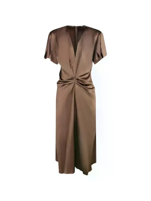 BLANCA VITA Ruched V-neck Midi Dress