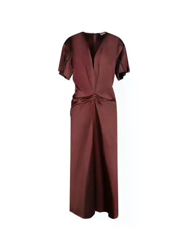 BLANCA VITA Ruched V-neck Midi Dress