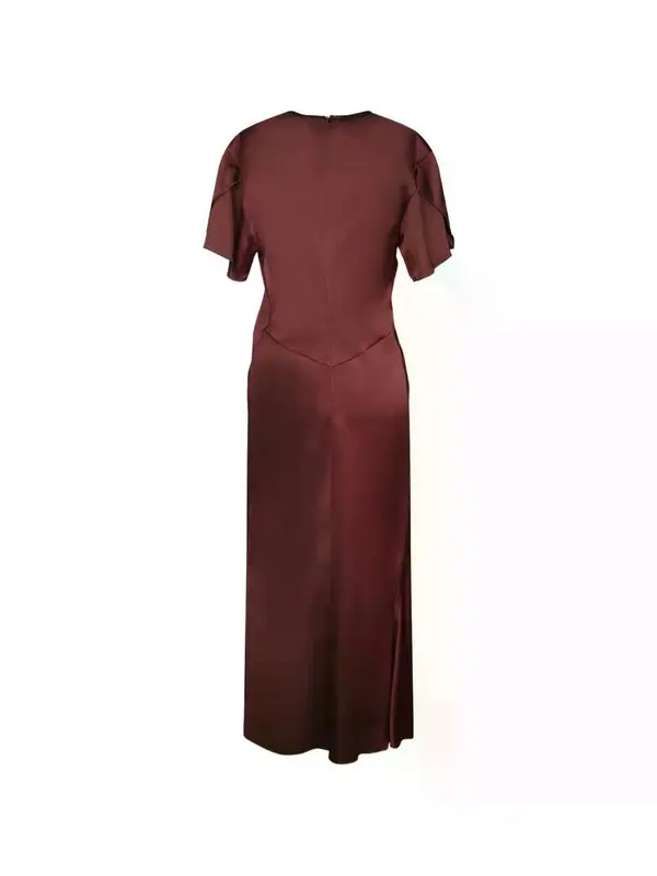 BLANCA VITA Ruched V-neck Midi Dress