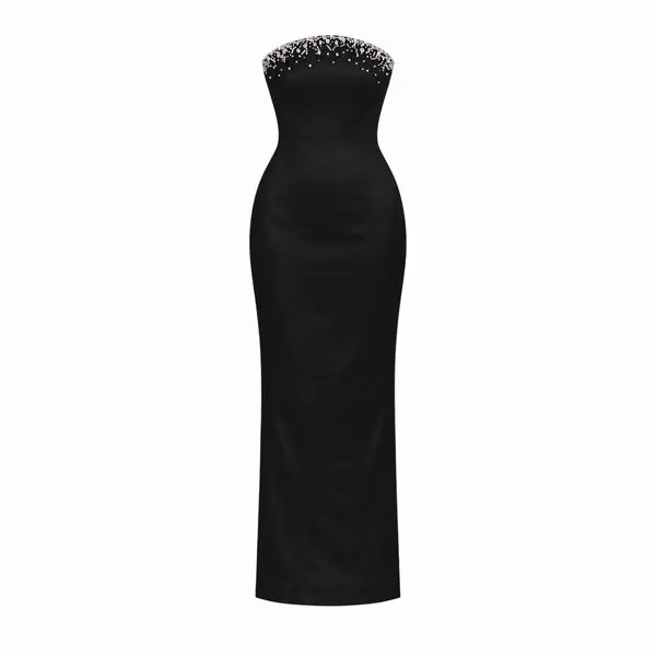 GUSHKA Solenne Crystal-embellished Strapless Maxi Dress - Black