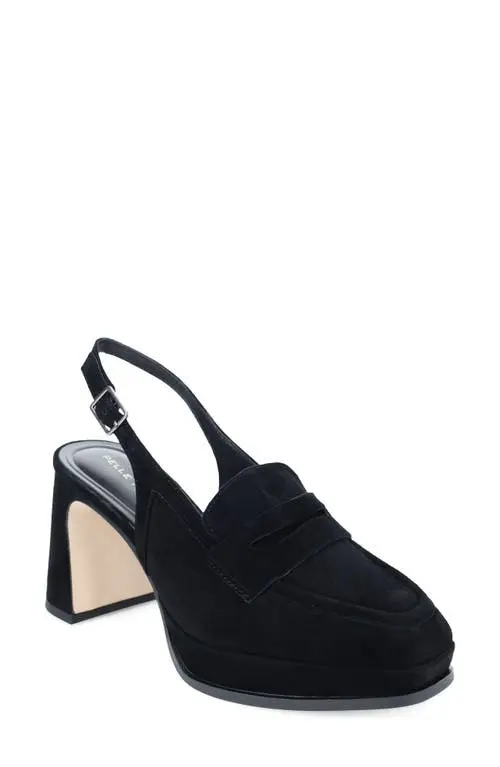Pelle Moda Lora Loafer Slingback Platform Pump - Black