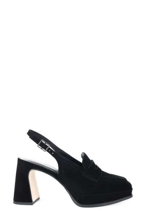 Pelle Moda Lora Loafer Slingback Platform Pump - Black