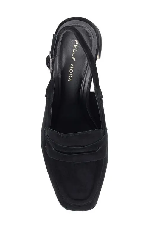Pelle Moda Lora Loafer Slingback Platform Pump - Black