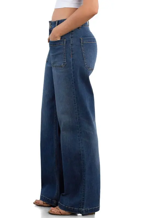 HINT OF BLU Patch Pocket Wide Leg Jeans