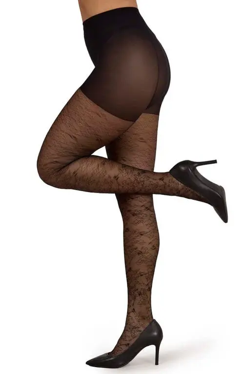MEMOI Sketch Floral Sheer Tights