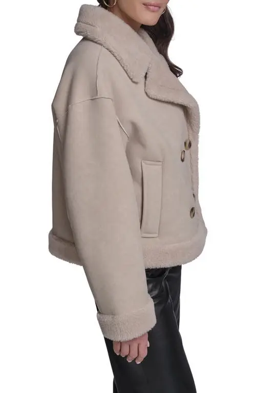 LEVI'S Faux Leather & Faux Shearling Double Breasted Coat