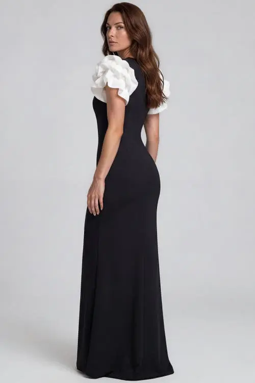 Rene Ruiz Collection 3d Floral Sleeve Fit And Flare Gown