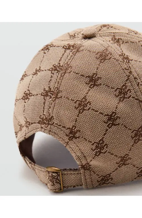 Mango Jacquard Logo Baseball Cap - Beige