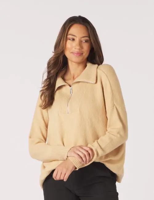 GLYDER Elevated 1/4 Zip - Tan