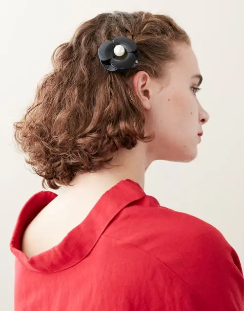 Alexandre De Paris Camelia Mythique Acetate And Pearl Hair Barrette