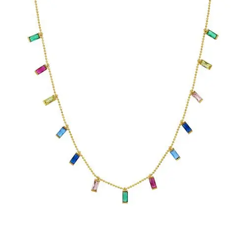 GEMMA AZZURRO Rainbow Baguette Drops Necklace