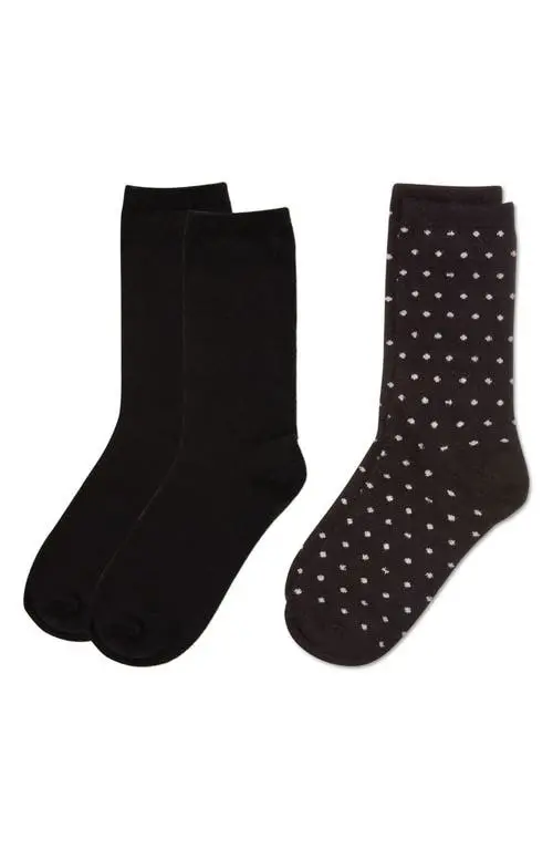 MEMOI Assorted 2-pack Crew Socks - Black-black