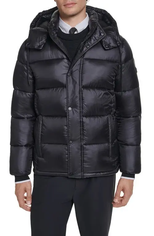 Karl Lagerfeld Paris Down Hooded Puffer Jacket