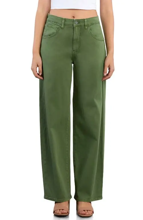 HINT OF BLU Lazy Day Relaxed Wide Leg Jeans - Basil