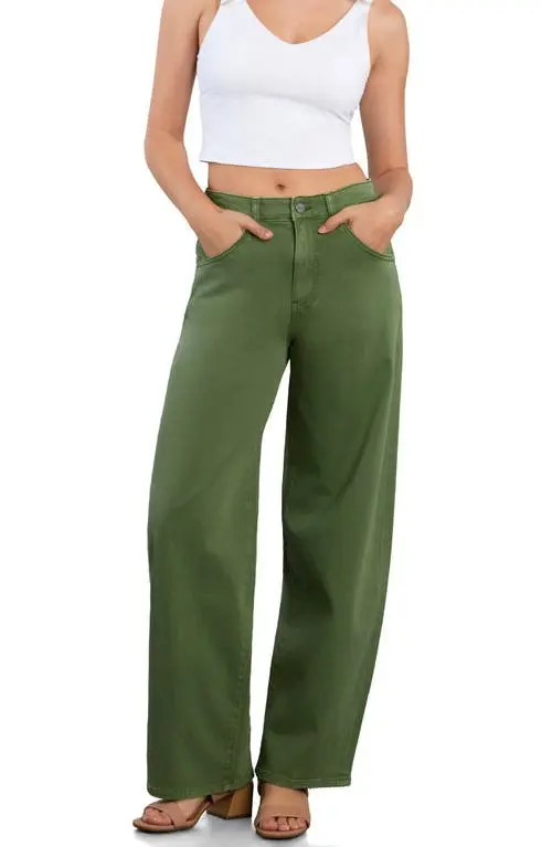 HINT OF BLU Lazy Day Relaxed Wide Leg Jeans - Basil