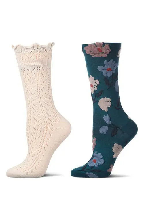 MEMOI Assorted 2-pack Crew Socks - Blue