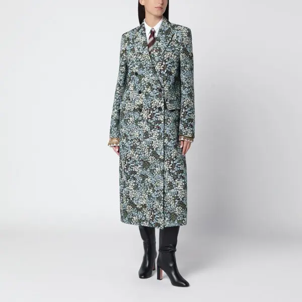 Dries Van Noten Double-breasted Coat With Floral Jacquard Pattern