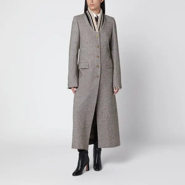 Dries Van Noten Single-breasted Coat With Micro Pattern
